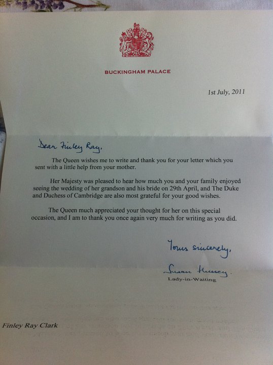 A Thank You Note From Her Majesty, The Queen of England! | Pbenjay's Blog